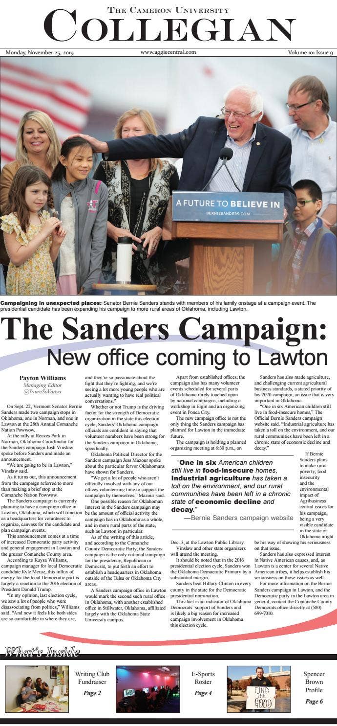 The Cameron Collegian - November 25, 2019 by Cameron University ...