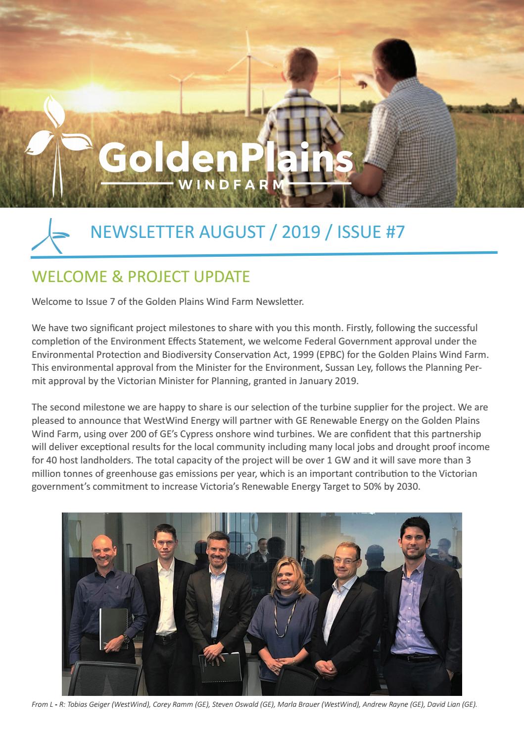 Golden Plain Wind Farms Newsletter August 2019 by w-wind10 - Issuu