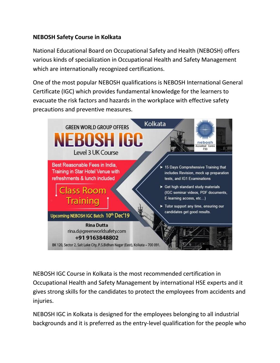 what are the use of a Nebosh Training Courses by elizhabethgwg - Issuu