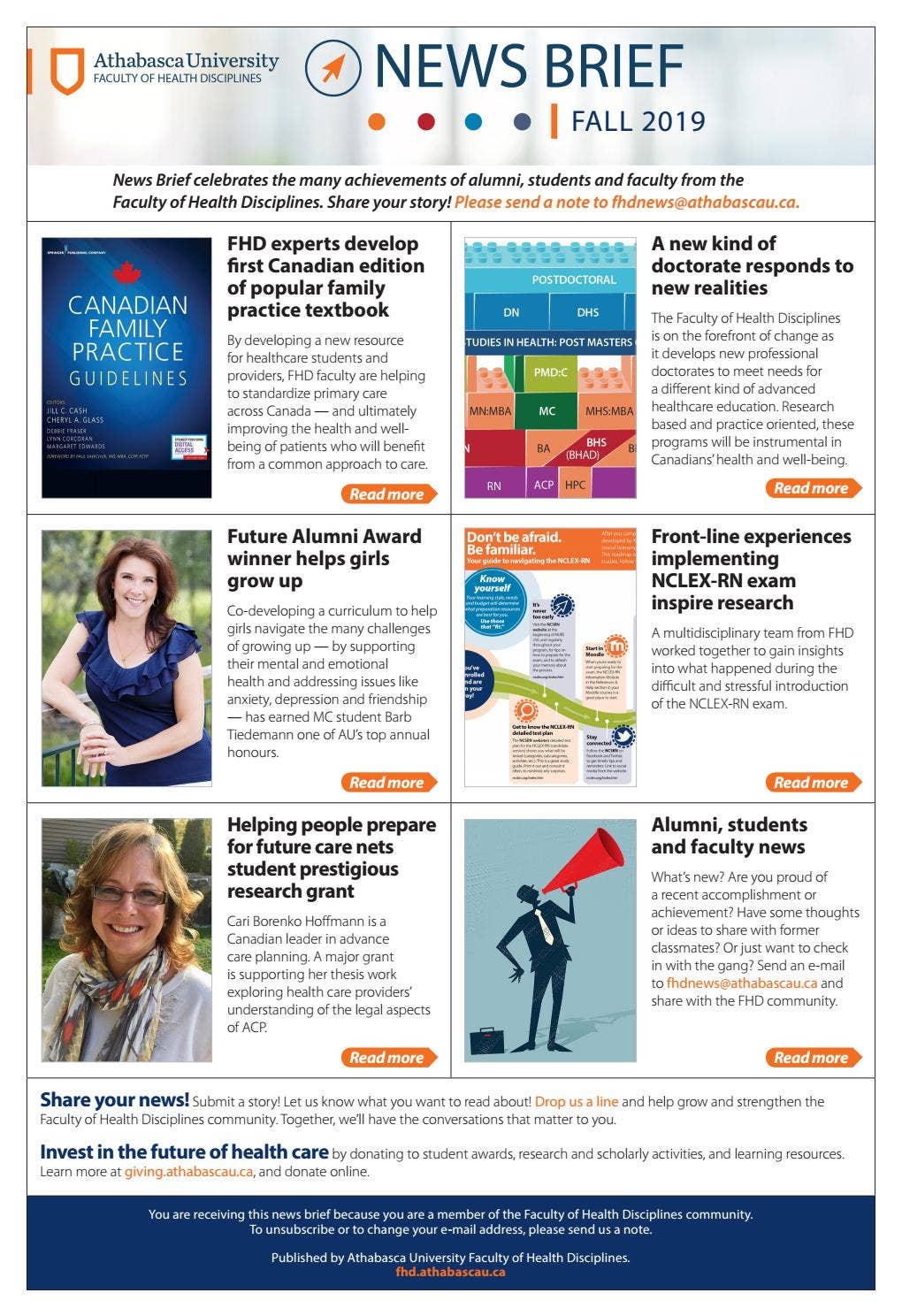 Faculty of Health Disciplines News Brief - Fall 2019 by Athabasca ...