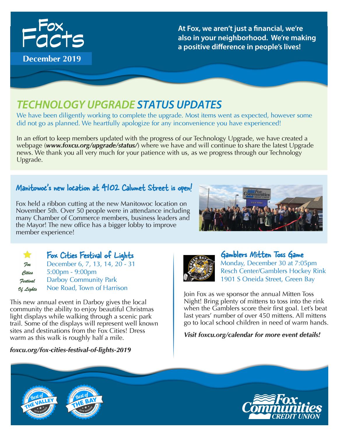 Fox Facts Newsletter - December 2019 by Fox Communities Credit Union ...