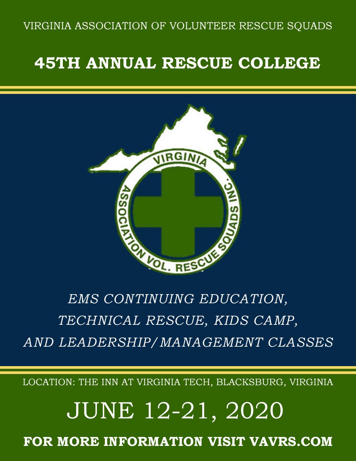 VAVRS 2020 Rescue College Brochure by Virginia Association of Volunteer ...