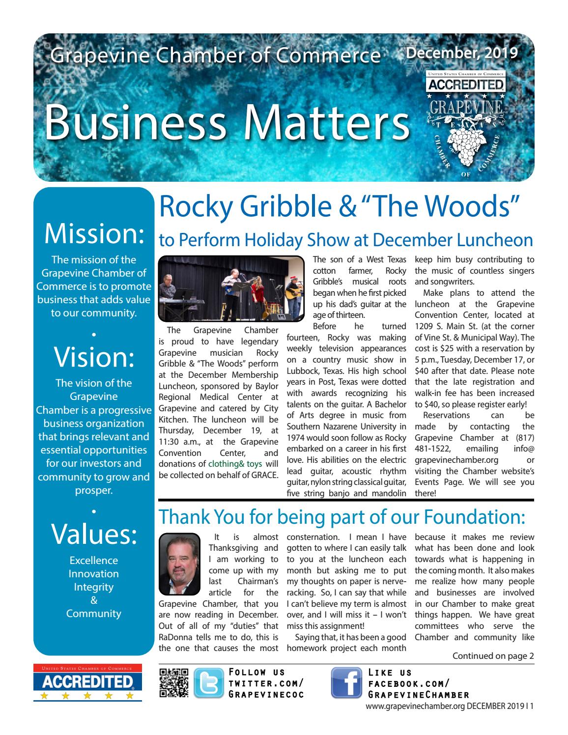 2019 December Chamber Newsletter by Grapevine Chamber of Commerce - Issuu