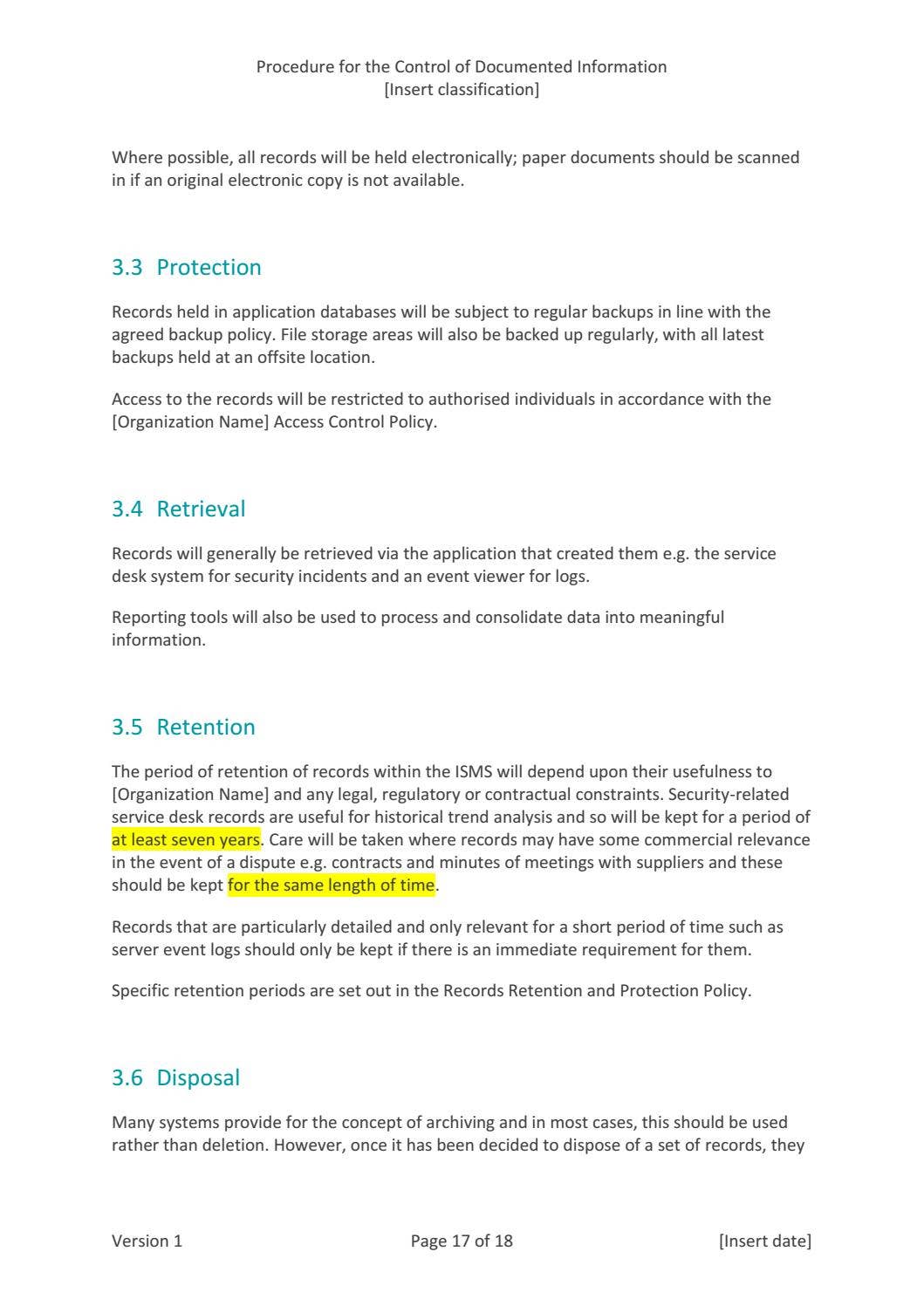 ISMS-DOC-07-3 Procedure for the Control of Documented Information by ...