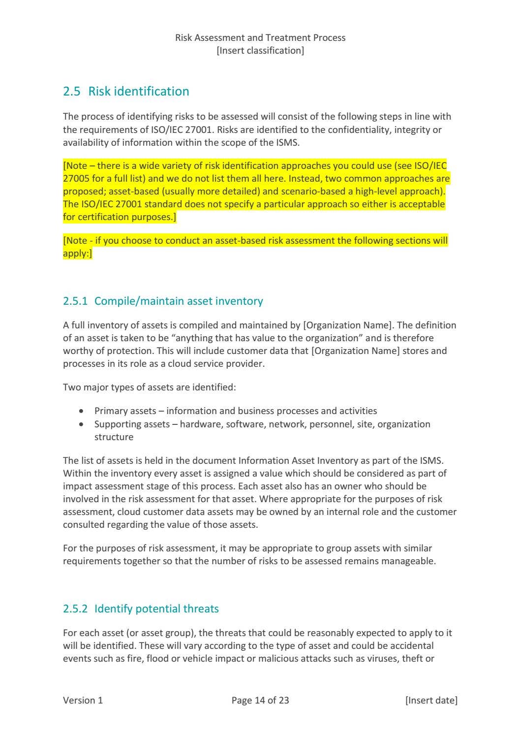 ISMS-DOC-06-2 Risk Assessment and Treatment Process by CertiKit Limited ...