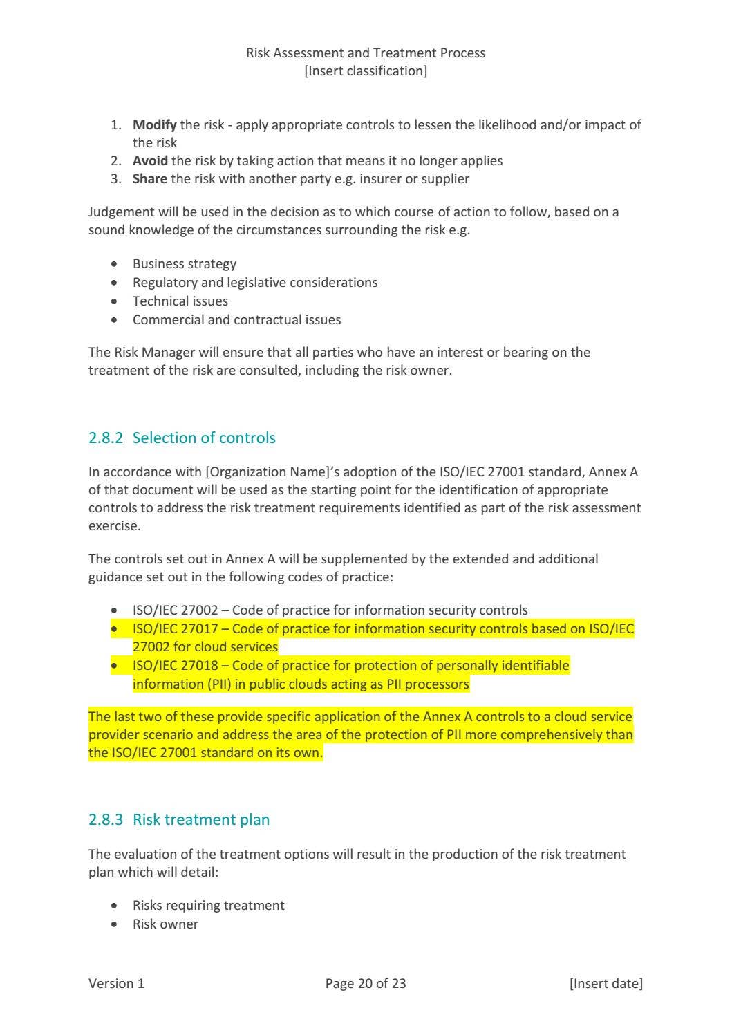 ISMS-DOC-06-2 Risk Assessment and Treatment Process by CertiKit Limited ...