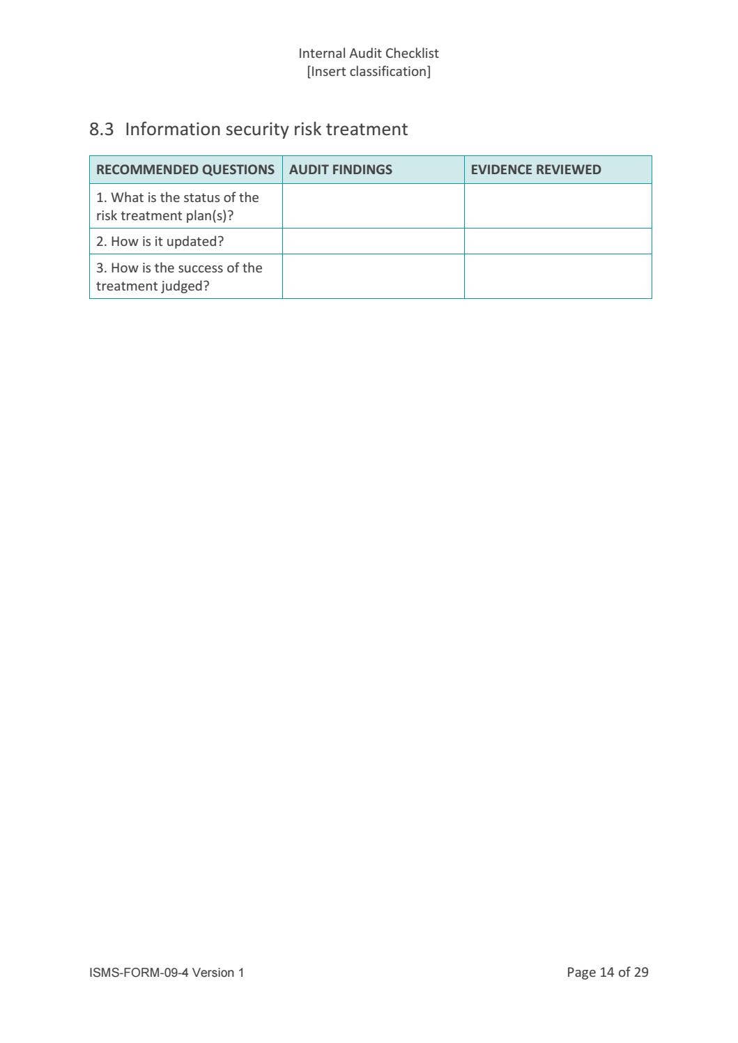 ISMS-FORM-09-4 Internal Audit Checklist by CertiKit Limited - Issuu