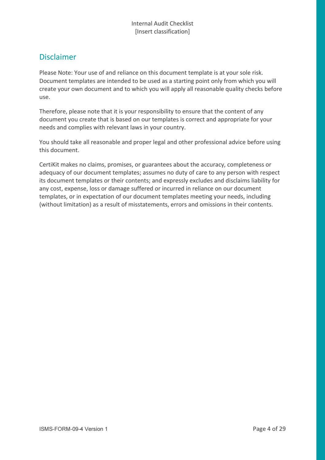 ISMS-FORM-09-4 Internal Audit Checklist by CertiKit Limited - Issuu