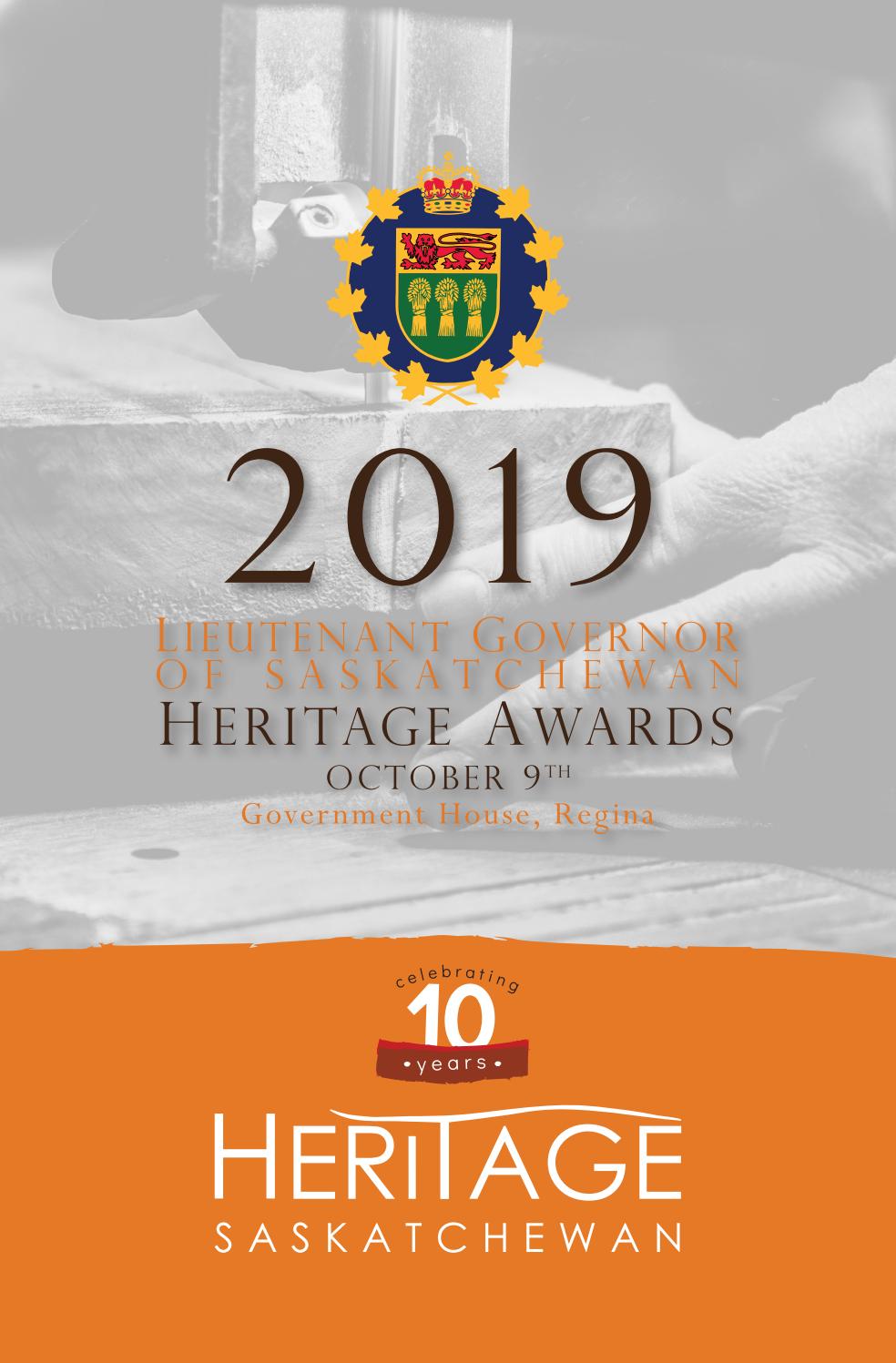 2019 LG of Saskatchewan Heritage Awards Program by heritagesask - Issuu