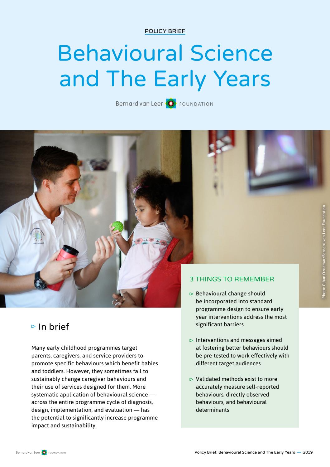 Behavioural Science and The Early Years: A policy brief by Bernard van ...