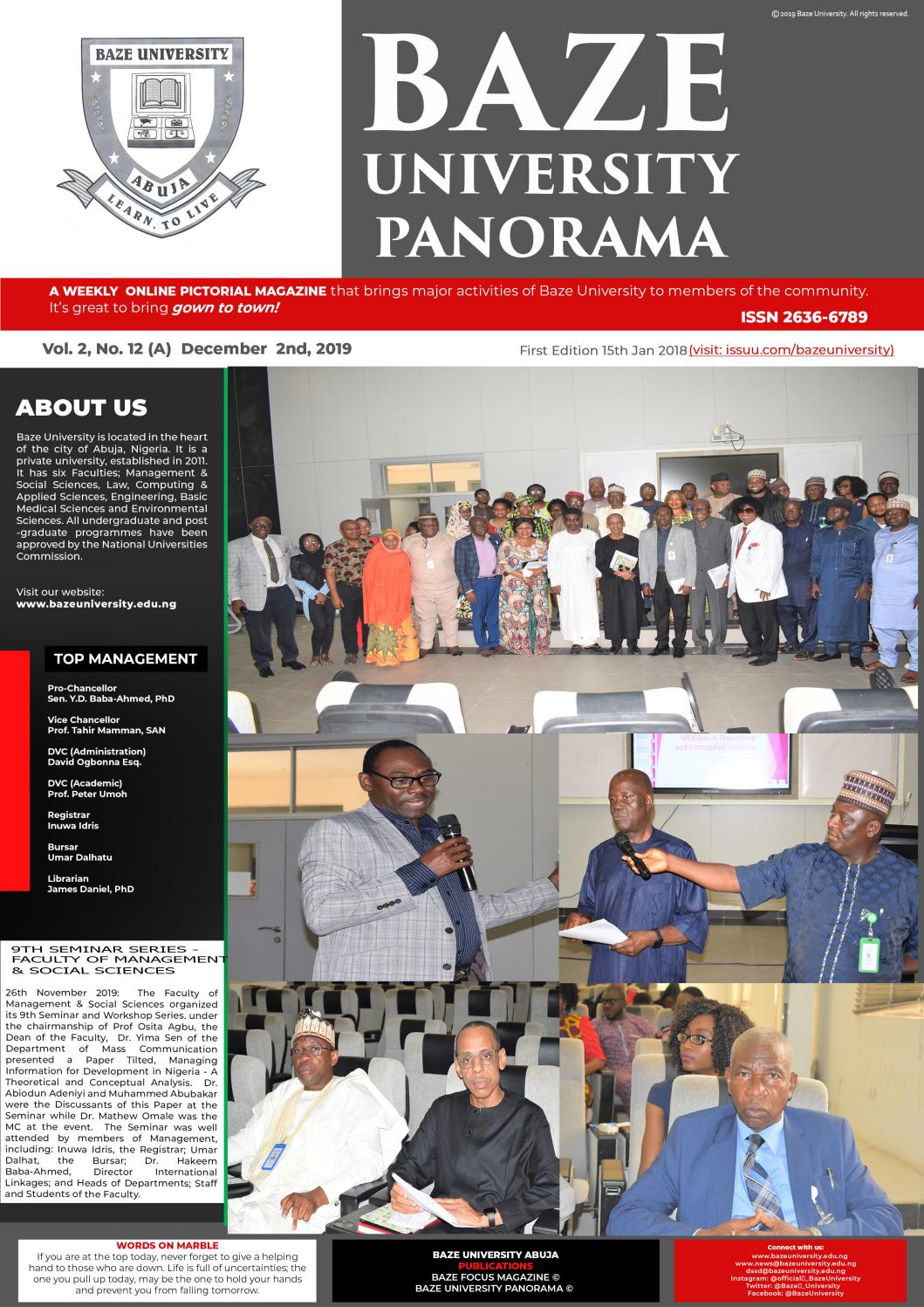 BAZE UNIVERSITY PANORAMA (2nd December 2019) by Baze University - Issuu