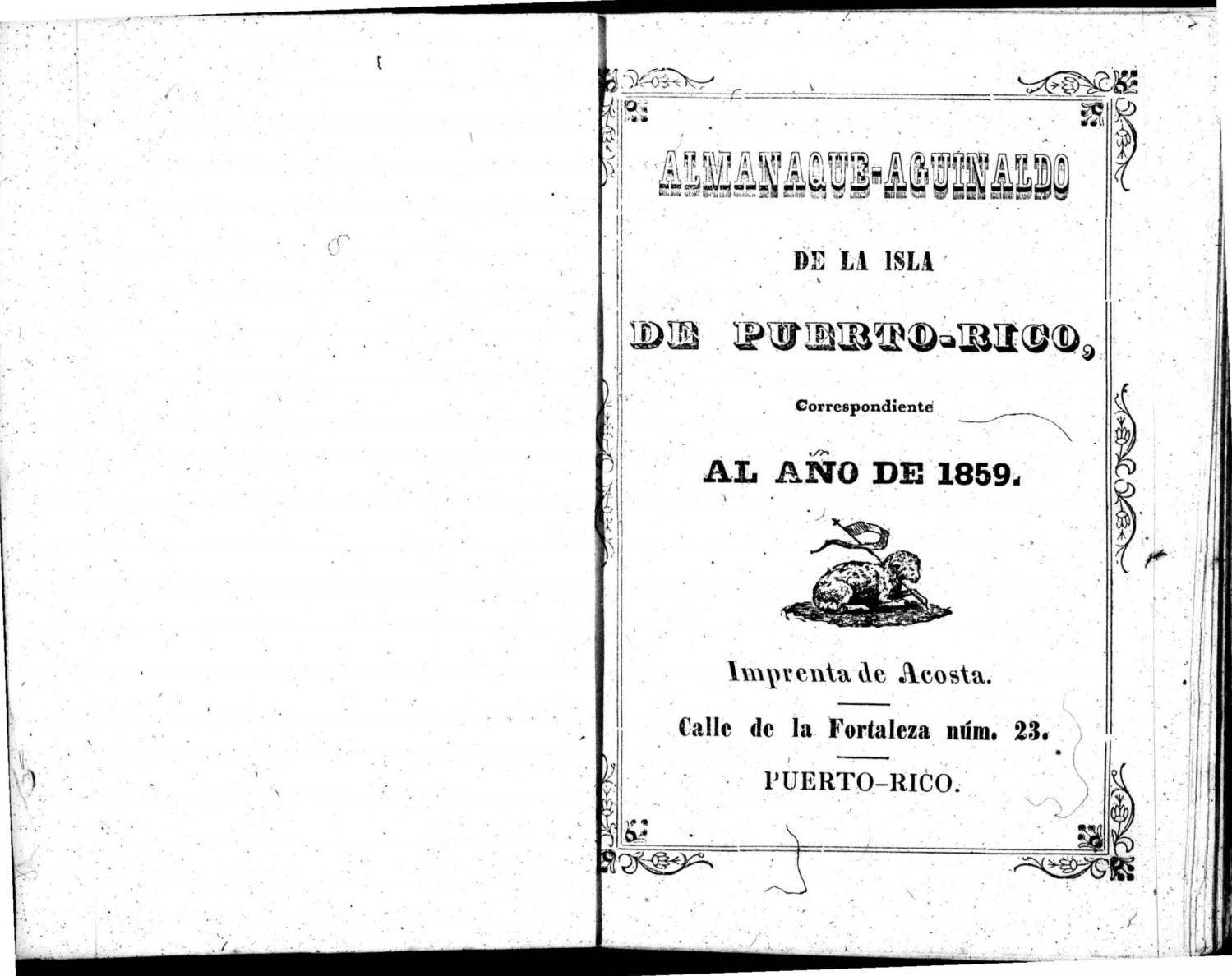 Almanaque Aguinaldo de la Isla de Puerto Rico, correspondiente al año ...