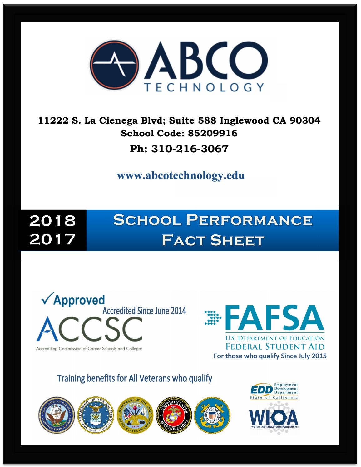 ABCO College of Technology School Performance Fact Sheet-2018 by ...