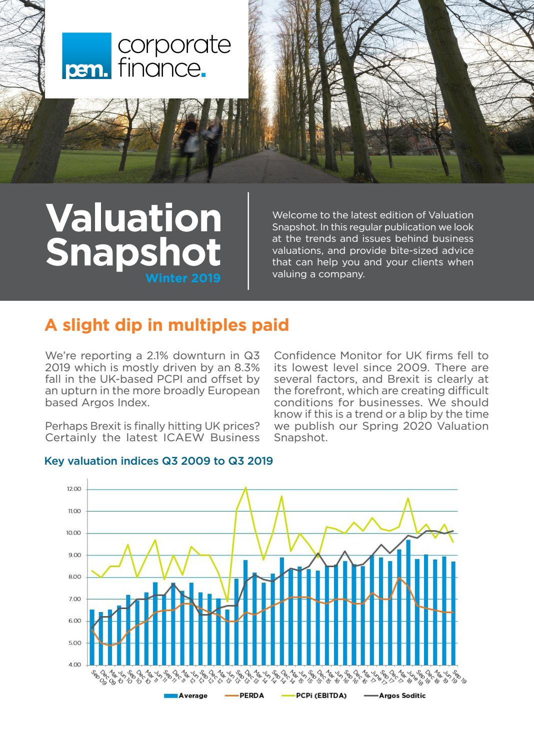 Valuation Snapshot - Winter 2019 by PEM Corporate Finance - Issuu
