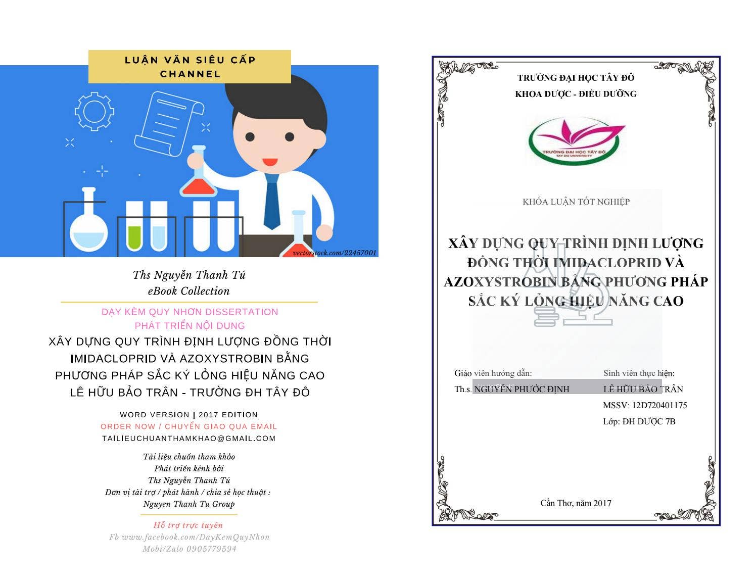 XÂY DỰNG QUY TRÌNH ĐỊNH LƯỢNG ĐỒNG THỜI IMIDACLOPRID VÀ AZOXYSTROBIN ...