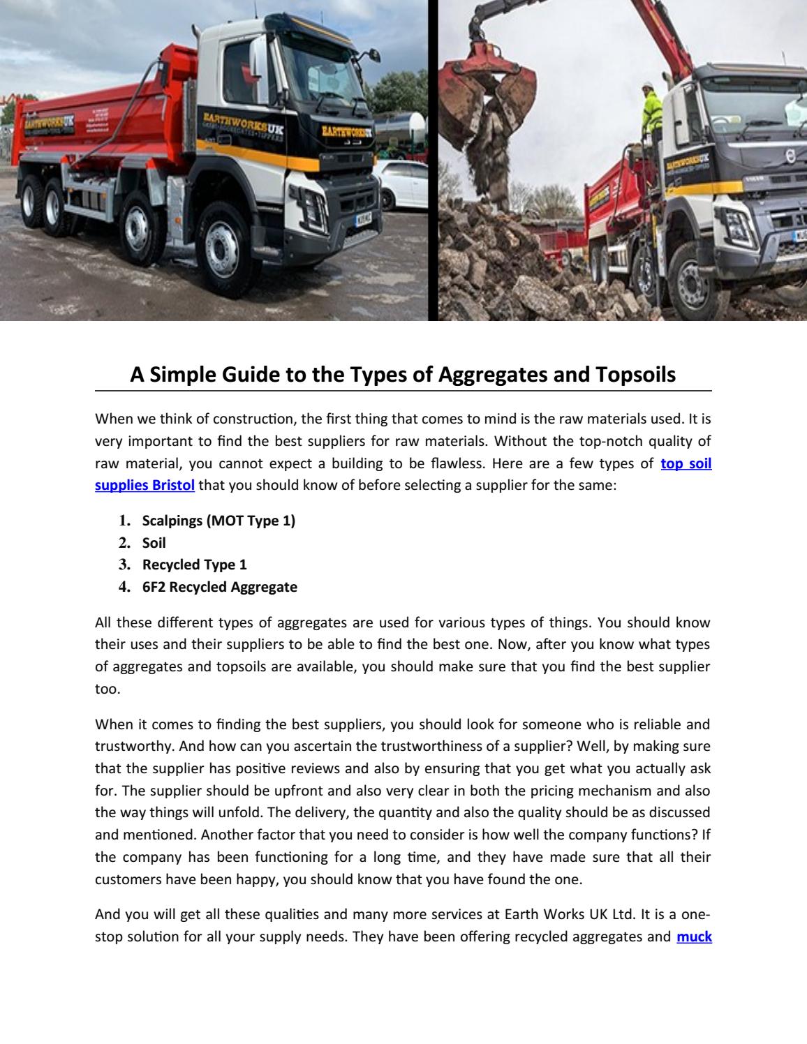A Simple Guide to the Types of Aggregates and Topsoils by Earth Works ...