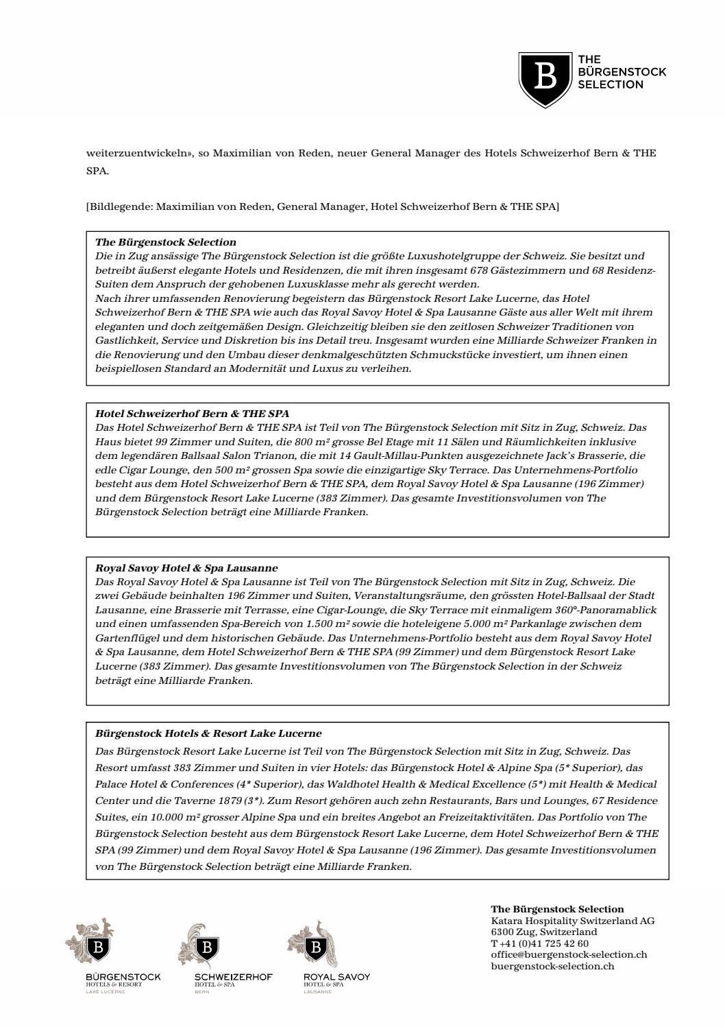Maximilian von Reden wird neuer General Manager beim Schweizerhof Bern ...