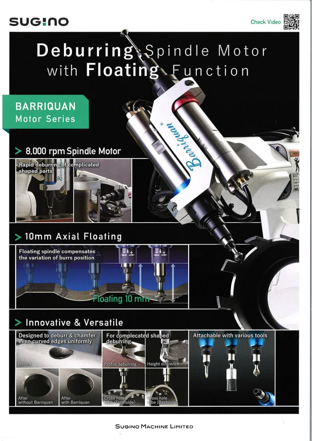 Barriquan Deburring Spindle Motor with Floating Function by SuginoCorp ...