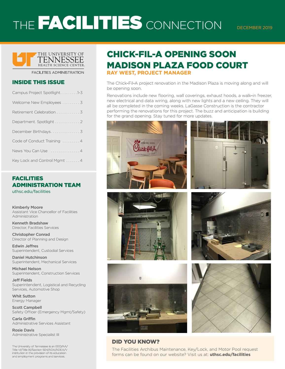 Facilities Newsletter December 2019 by University of Tennessee Health ...