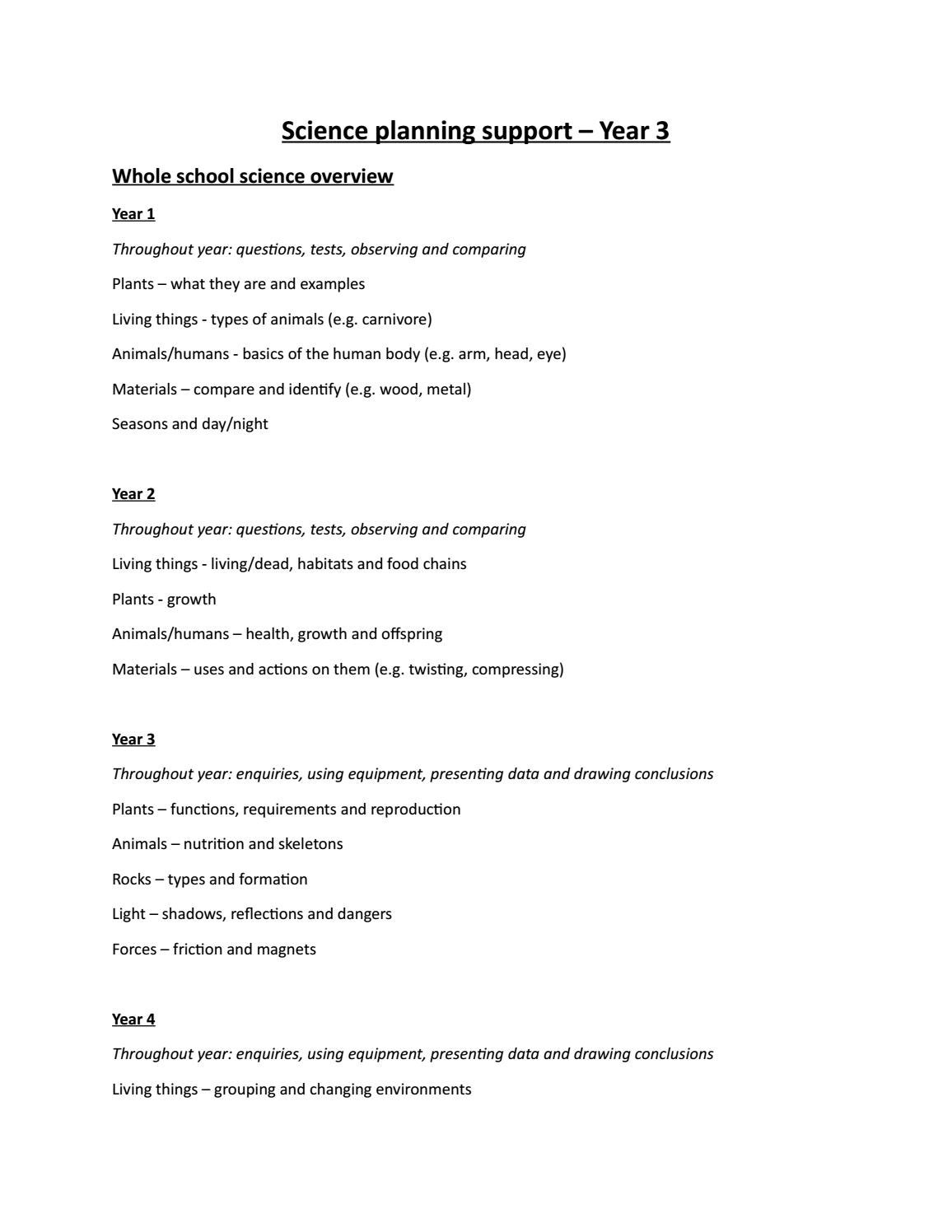 Science Support - Year 3 by Schudio - Issuu