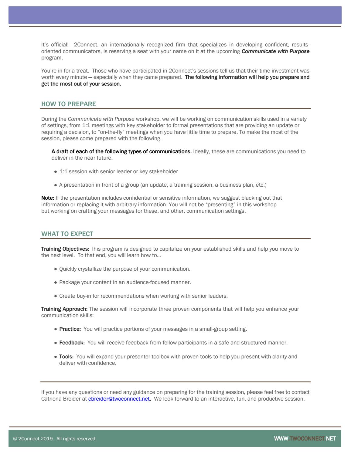 Pre-Work Communicate with Purpose by Biocom - Issuu