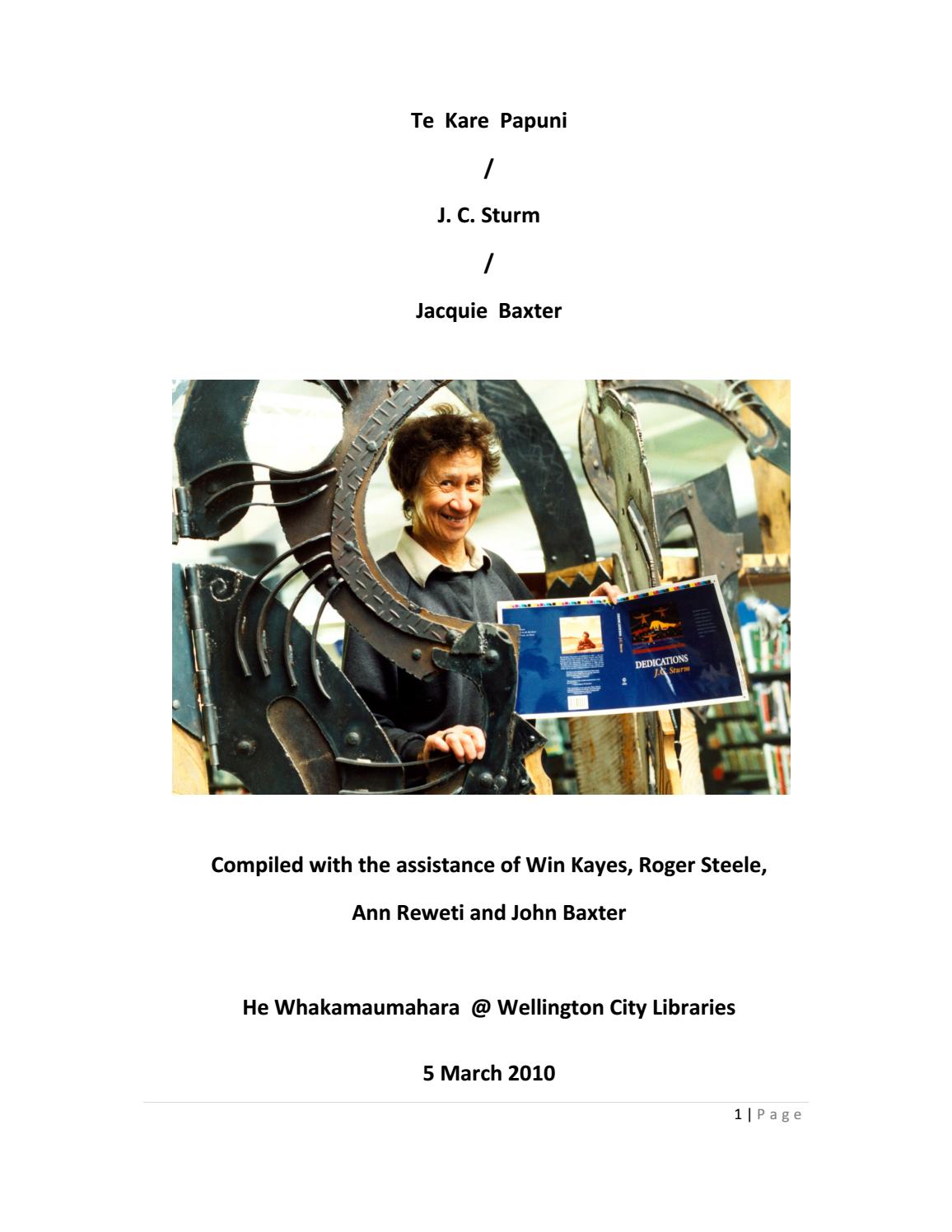 Te Kare Papuni - J.C. Sturm - Jacquie Baxter : a biography by ...