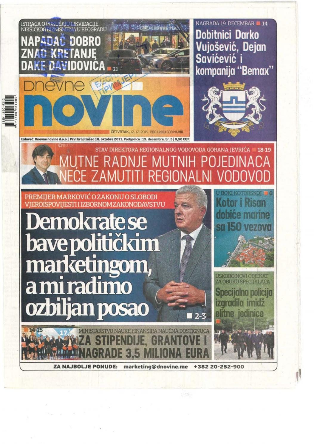 Dnevne novine 12. decembar 2019. by Dnevne Novine - Issuu