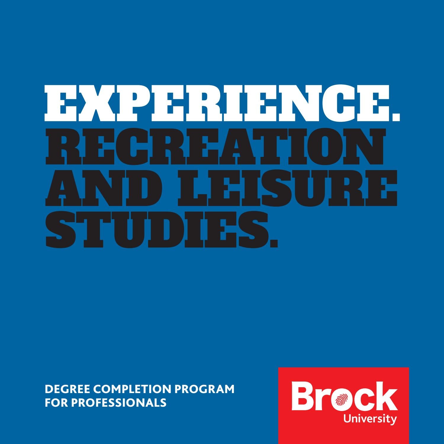 Recreation and Leisure Studies - Program for Professionals by Brock ...