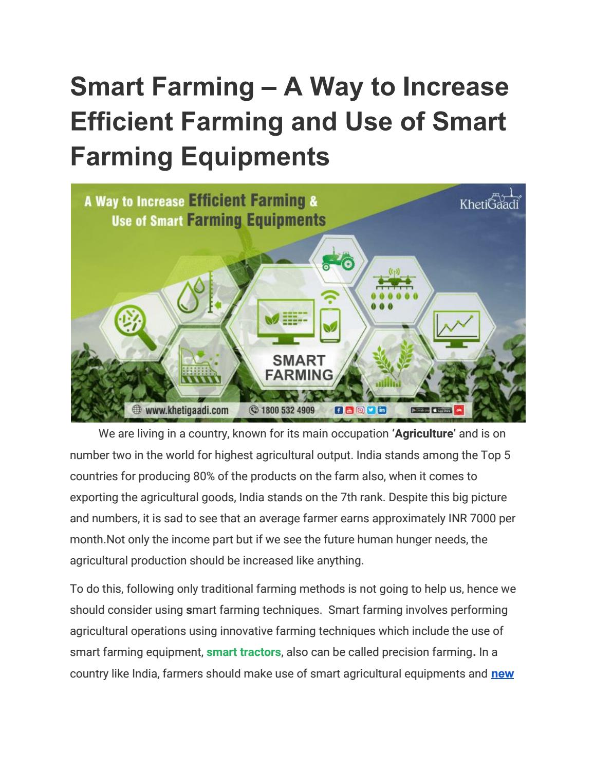 Smart Farming – A Way to Increase Efficient Farming and Use of Smart ...
