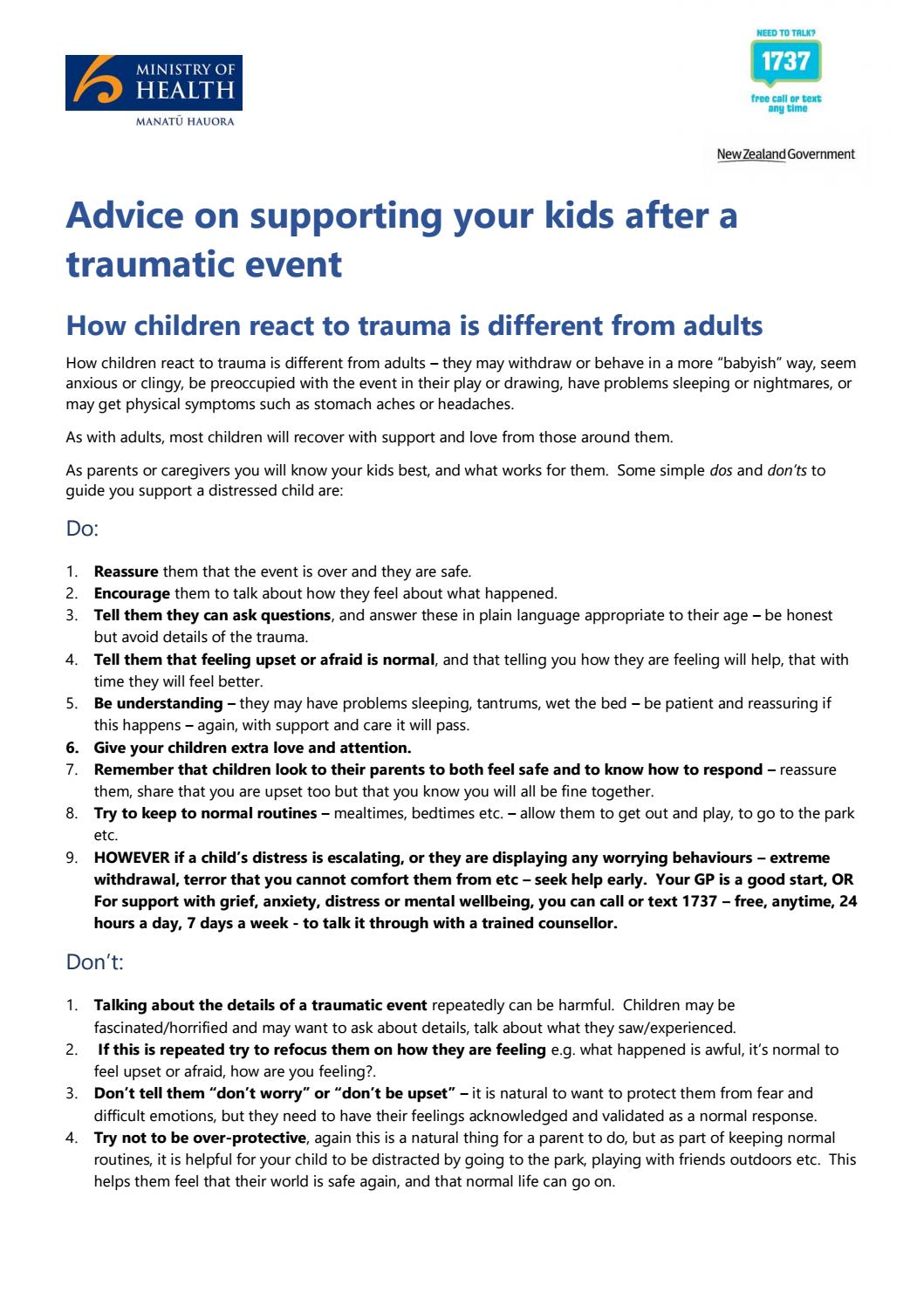 Supporting your kids after a traumatic event by WBOP PHO - Issuu