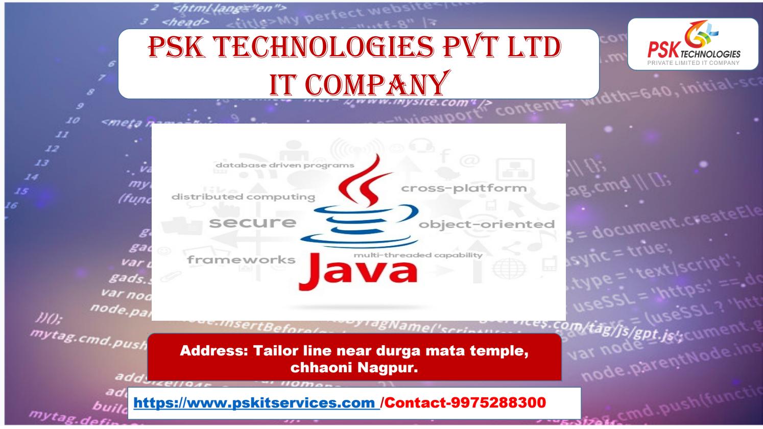 java programming Language - Java Beginners Tutorial - PSK Technologies ...