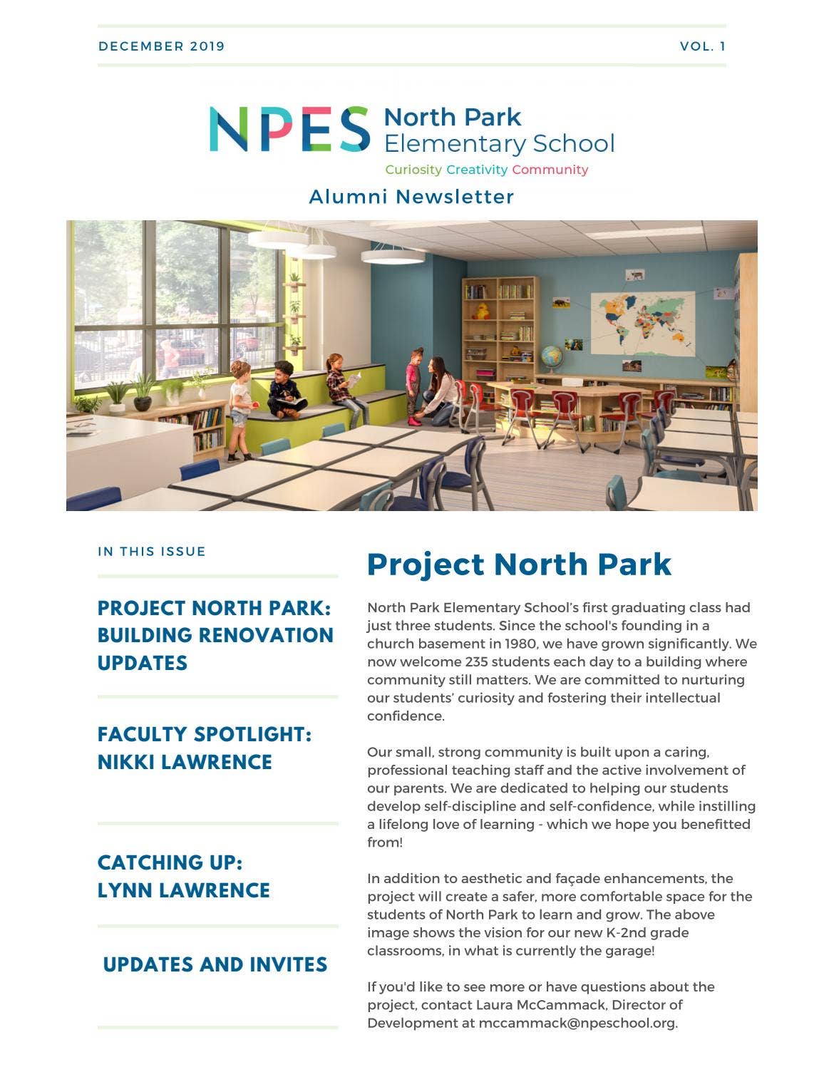 NPES Alumni Newsletter Volume 1 by North Park Elementary School - Issuu