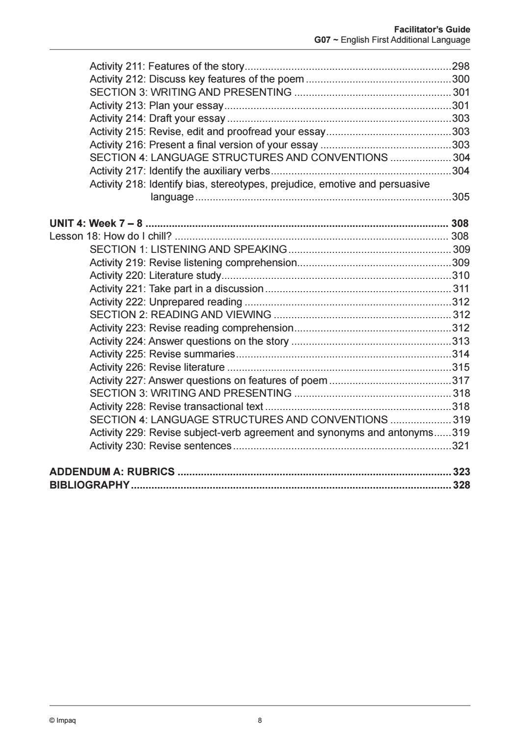 Gr 7- English First Additional Language-Facilitator’s Guide by Impaq - Issuu