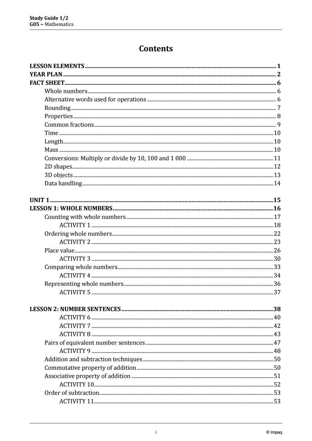 Gr 5-Mathematics-Study Guide 1 by Impaq - Issuu