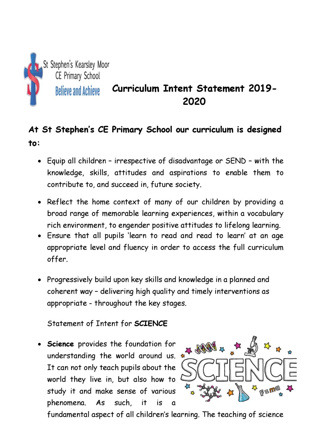 Statement of Intent Science by Schudio - Issuu