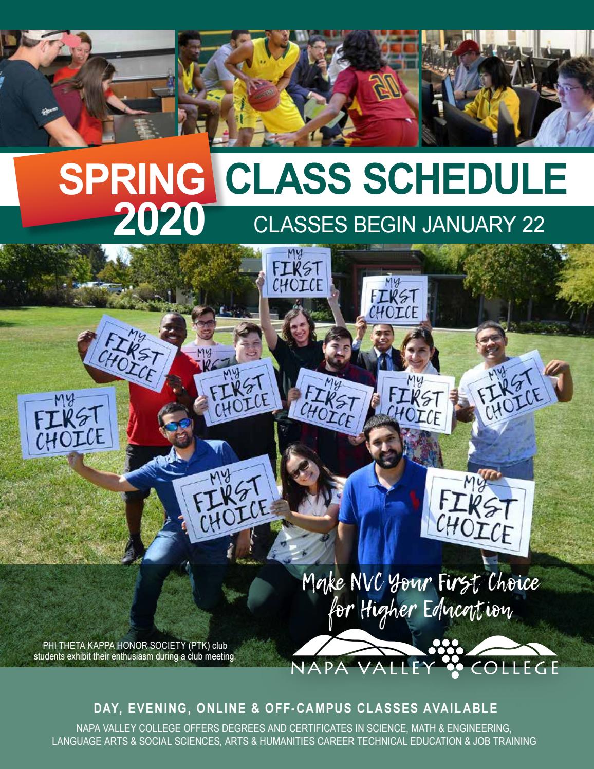 Spring 2020 Schedule of Classes 12/18/19 by NapaValleyCollege - Issuu