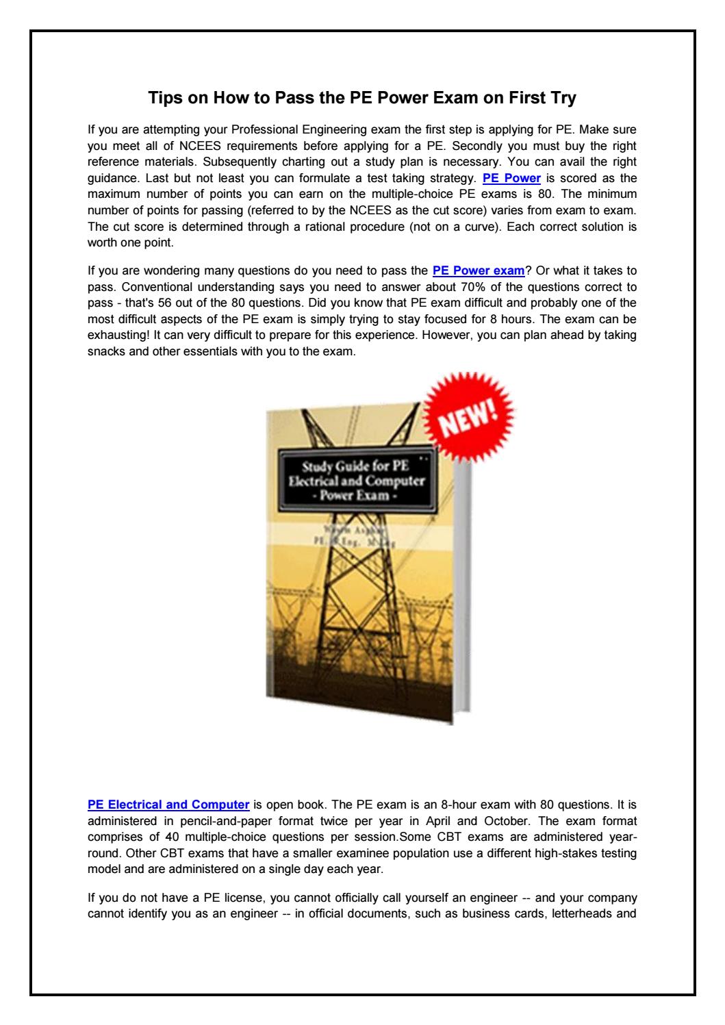 Tips on How to Pass the PE Power Exam on First Try by Wasim Asghar - Issuu