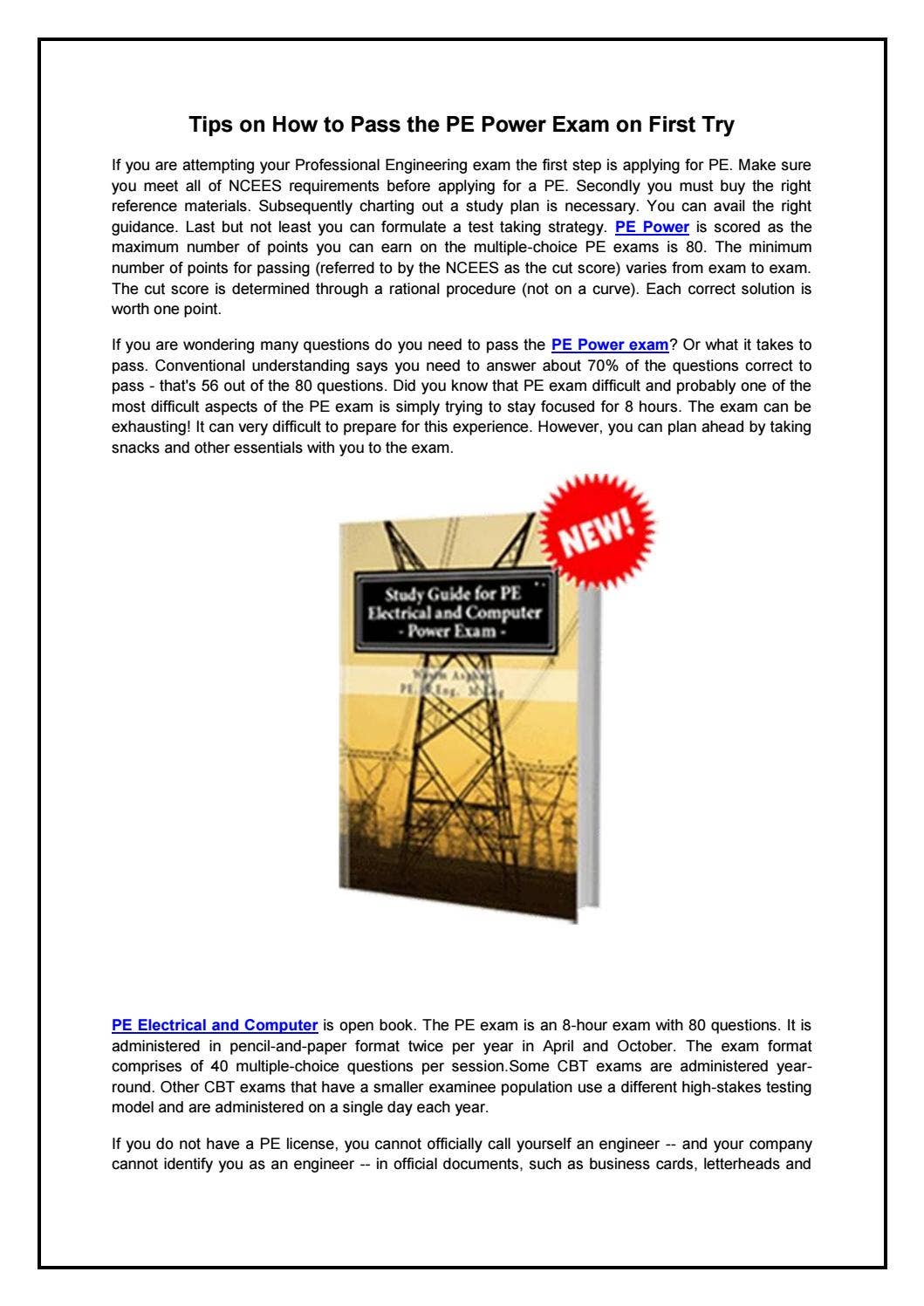 Tips on How to Pass the PE Power Exam on First Try by Wasim Asghar - Issuu