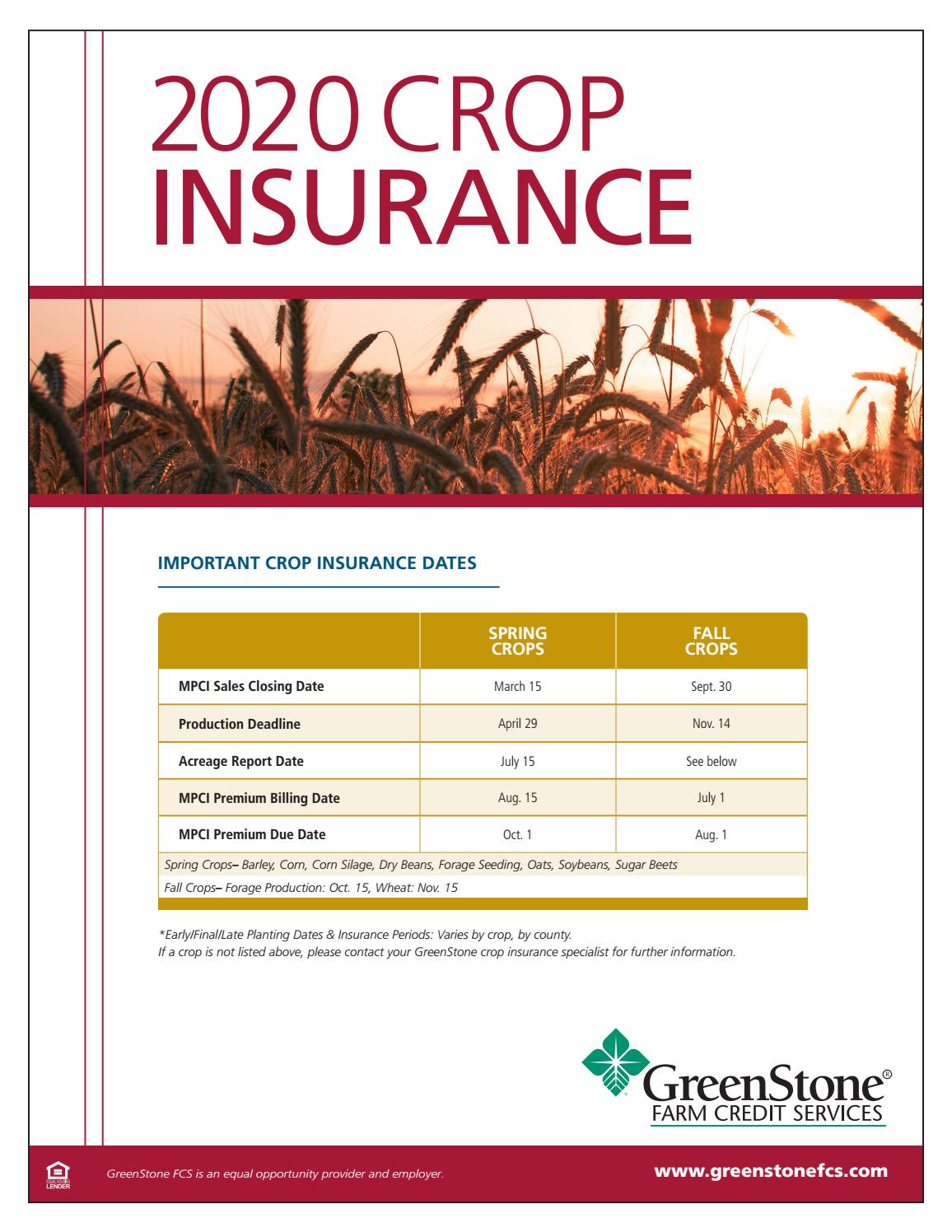 2020 GreenStone Crop Insurance Booklet by GreenStone Farm Credit ...