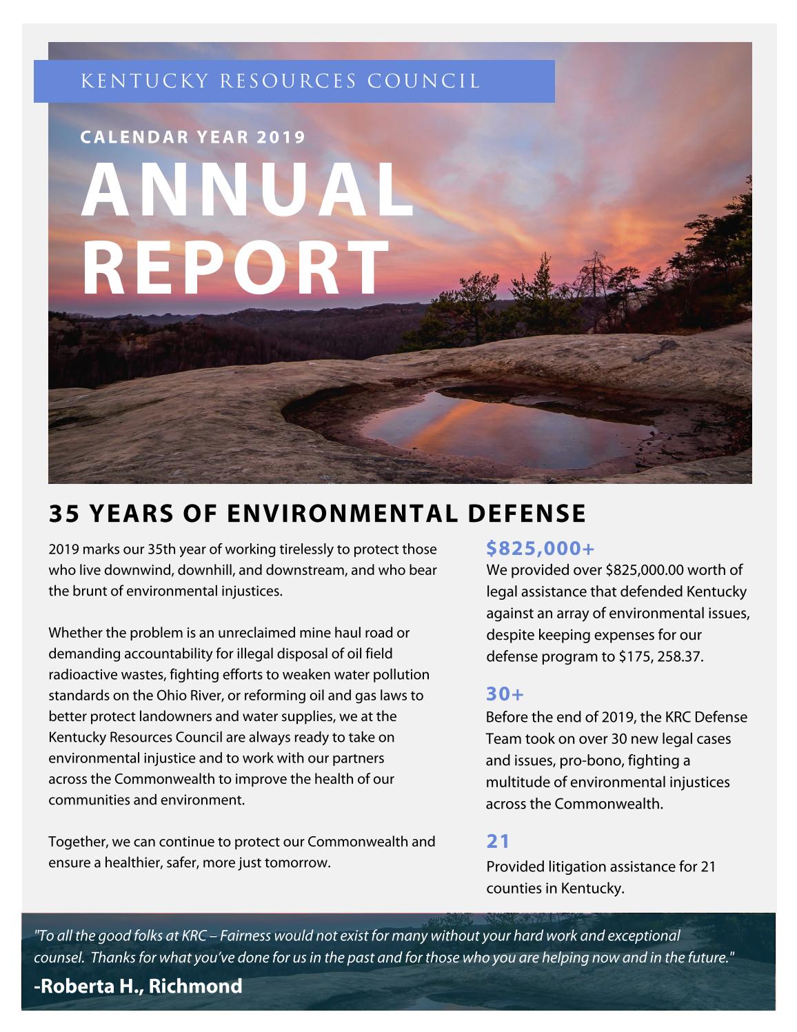 2019 Annual Report of the Kentucky Resources Council by kyresources - Issuu