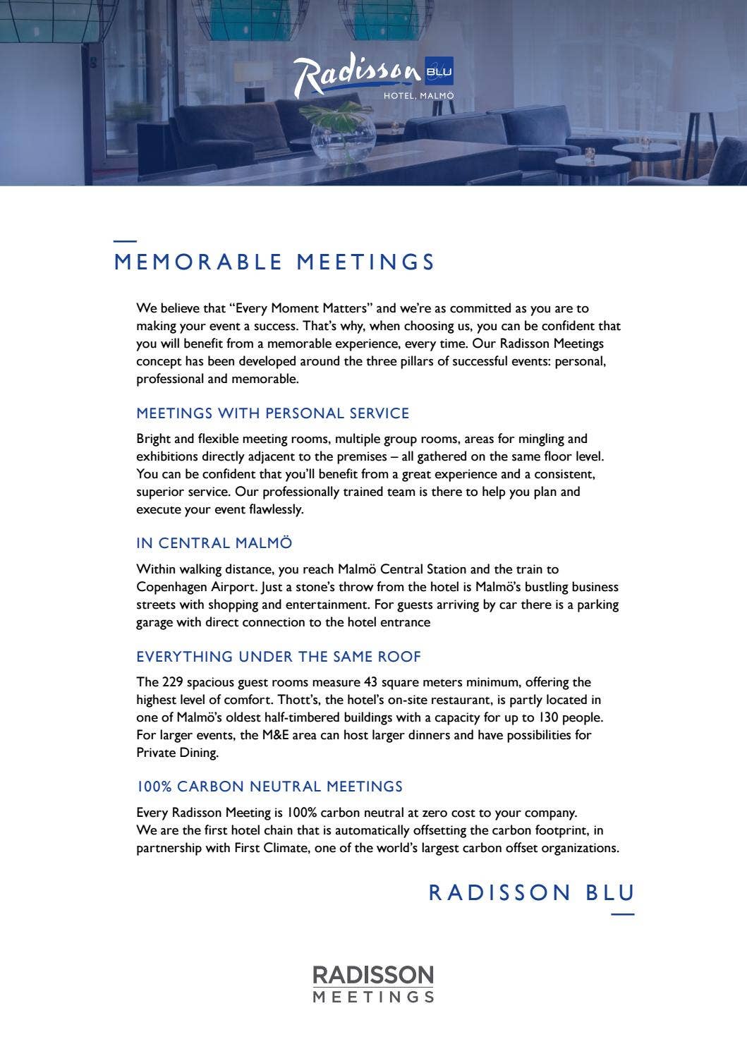 Radisson Blu Hotel, Malmö Special fact sheet EN by Creative Service ...