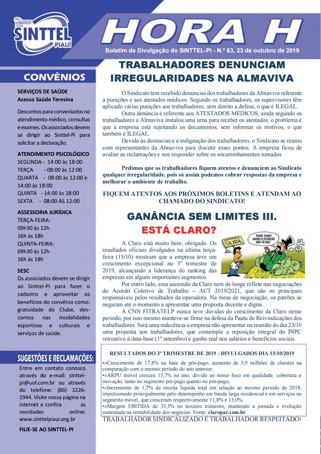 HORA H-63 DEZ 2019 by SinttelPiaui - Issuu
