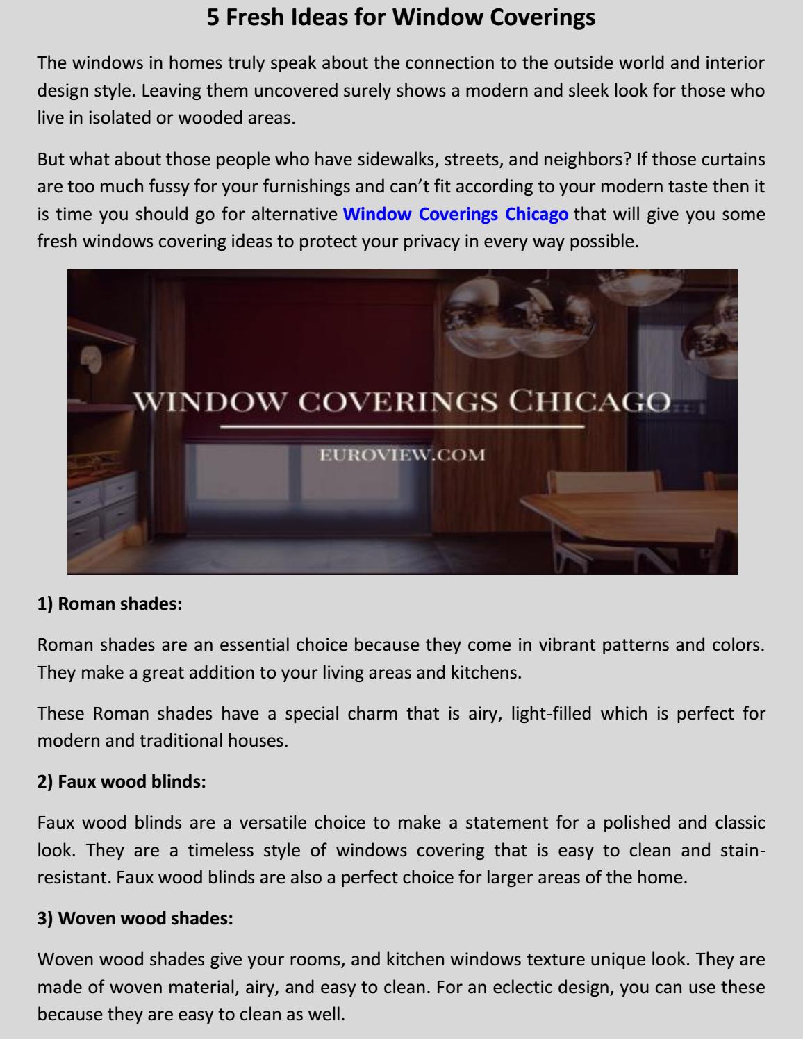 Window Coverings in Chicago by Euroview - Issuu