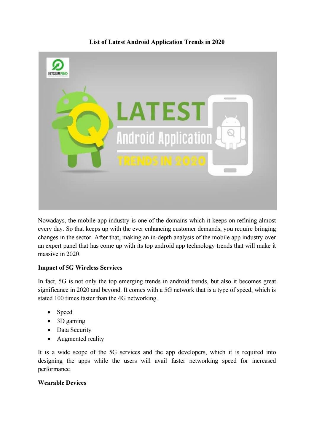 Android Application Trends 2020 by elysiumpro - Issuu