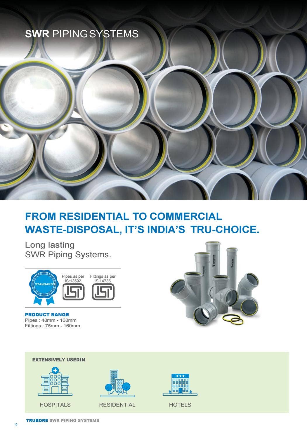 SWR Pipes & Fittings - Trubore Pipes by truborepipesindia - Issuu