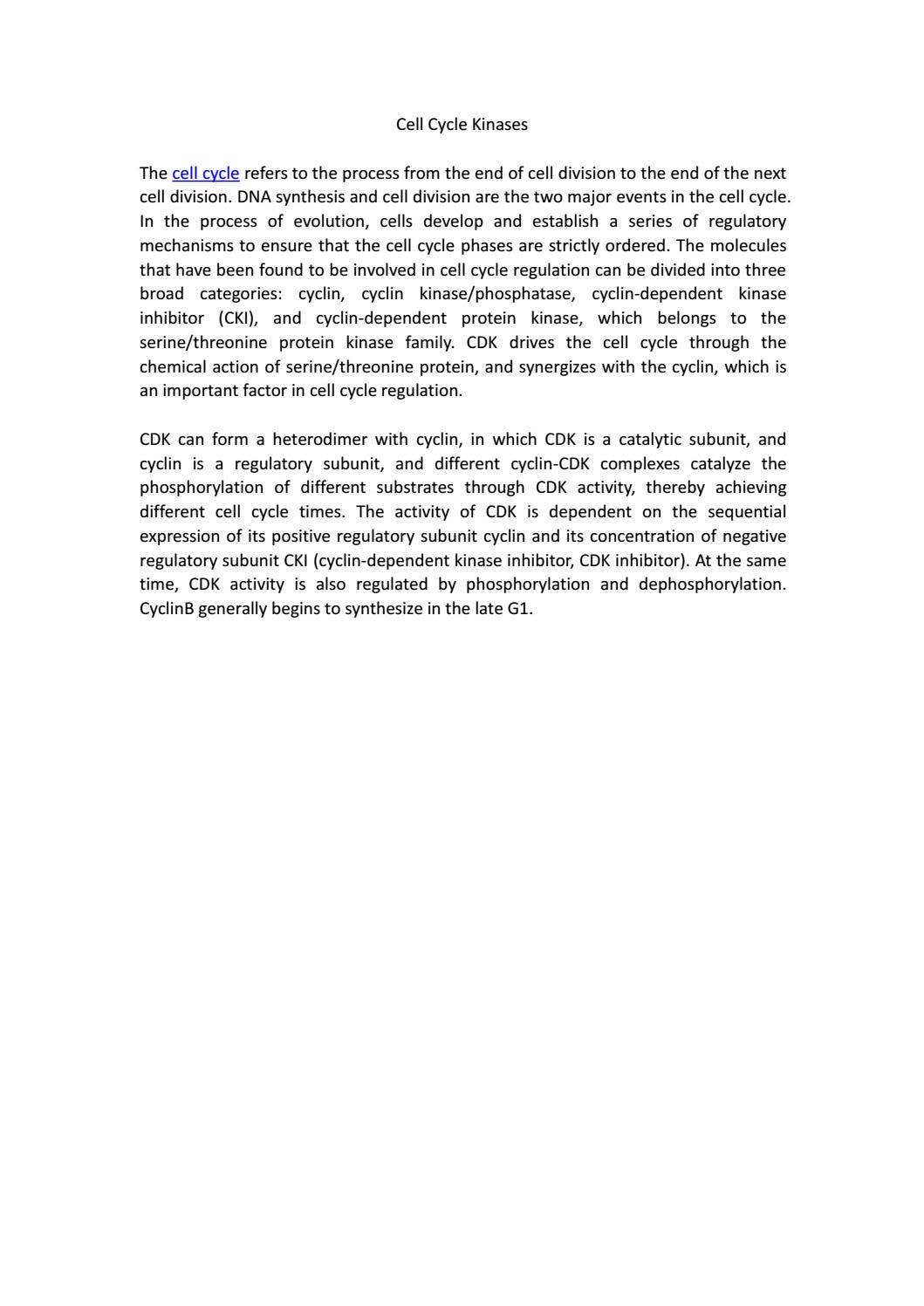 Cell Cycle Kinases by Creative Diagnostics - Issuu