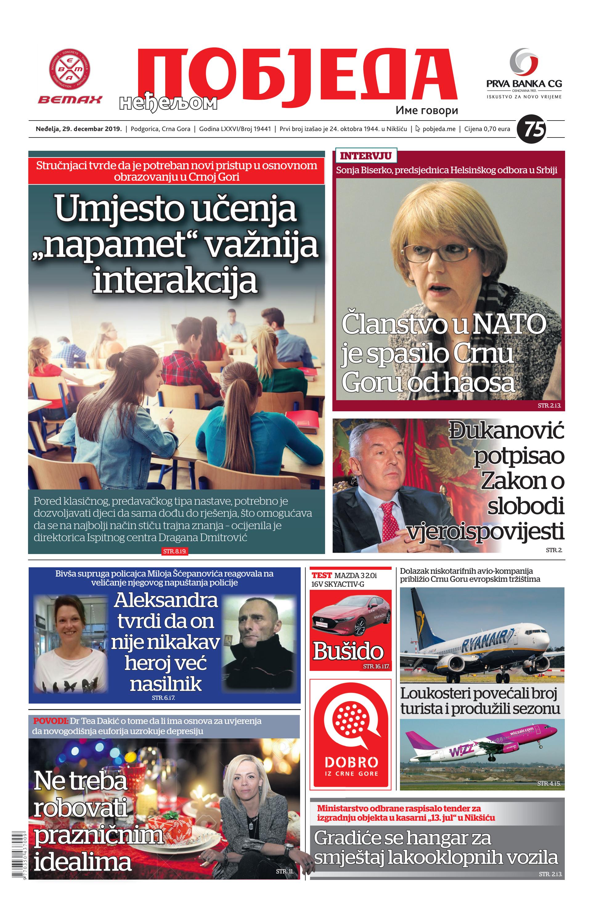 Dnevni list Pobjeda 29.12.2019. by Nova Pobjeda - Issuu