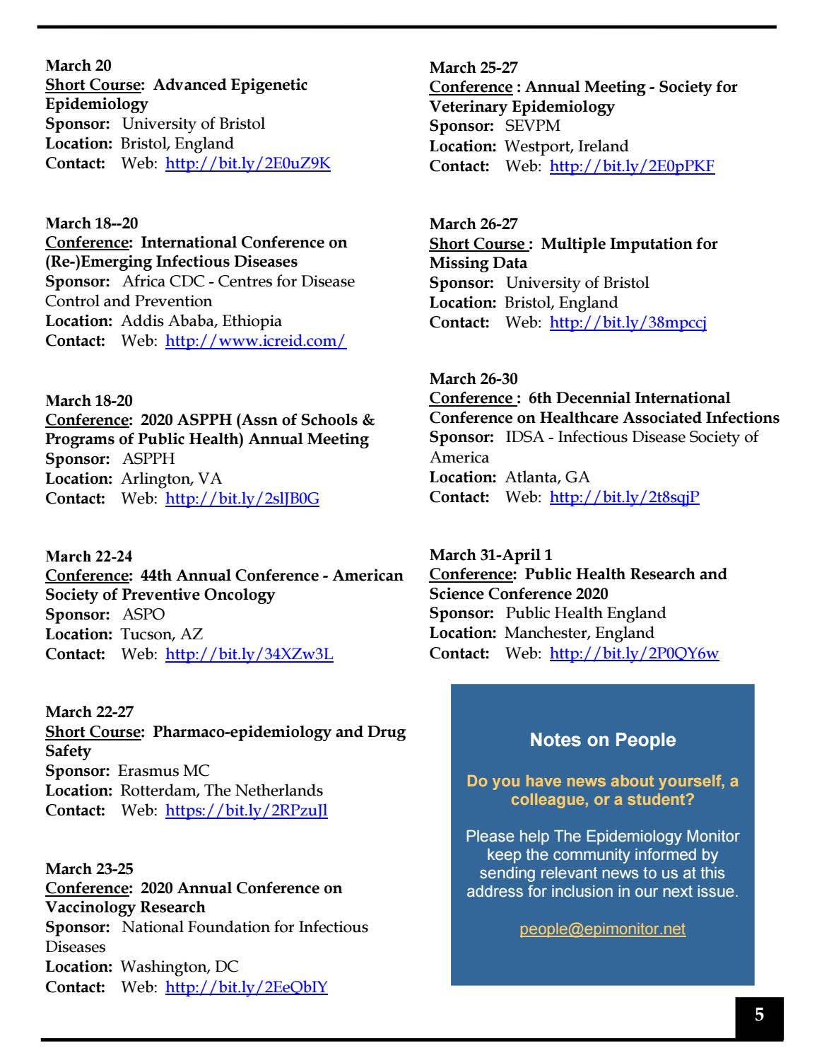 December 2019 - 2020 Epi Calendar Issue from The Epidemiology Monitor ...