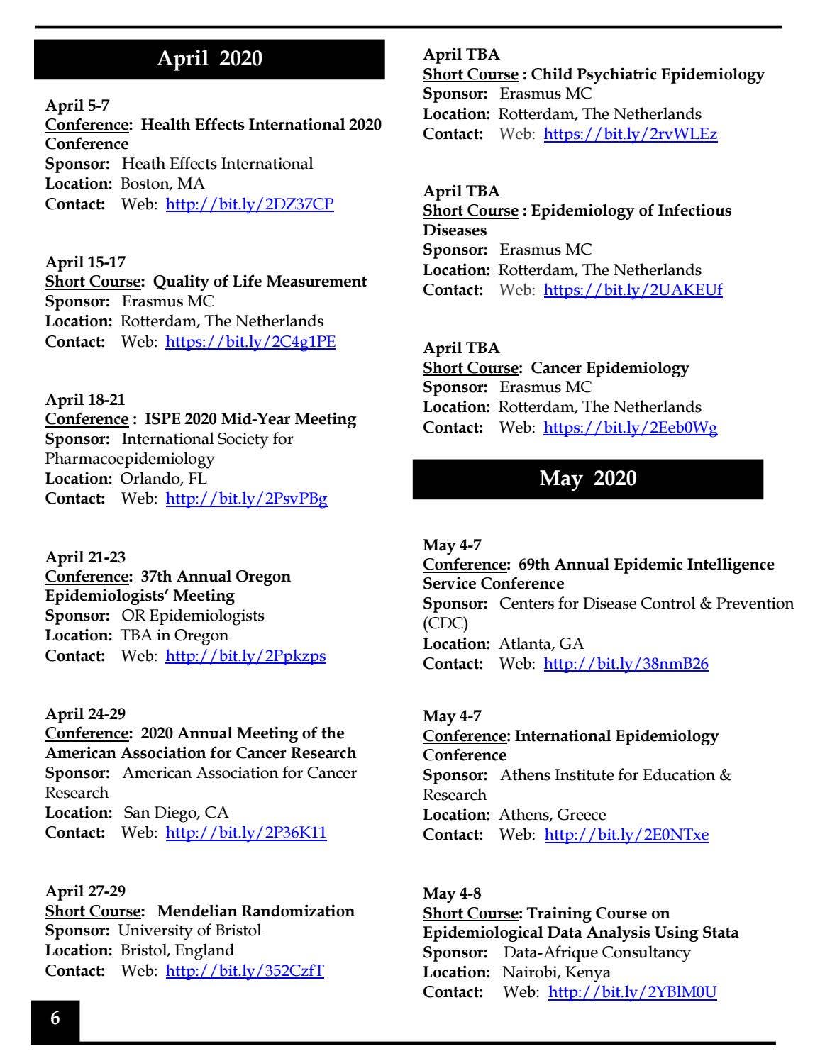 December 2019 - 2020 Epi Calendar Issue from The Epidemiology Monitor ...