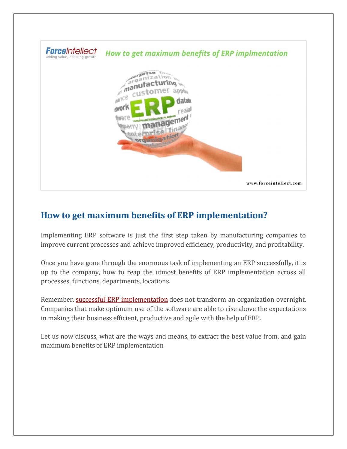 How to get maximum benefits of ERP implementation? by Force Intellect - Issuu